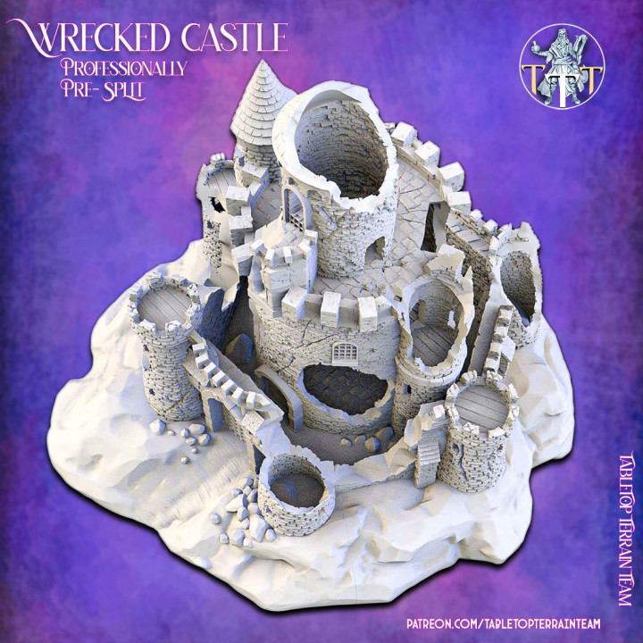 3D Printable Wrecked Castle by Tabletop Terrain