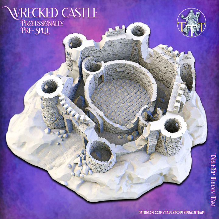 3D Printable Wrecked Castle by Tabletop Terrain