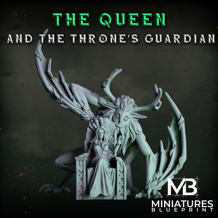 3D Printable The Queen and the Throne's Guardian by Miniatures Blueprint