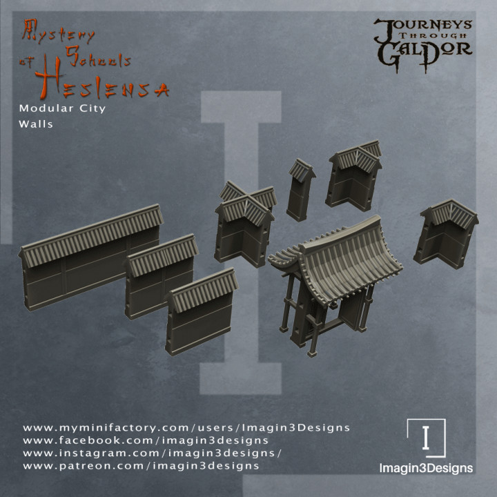 3D Printable Modular Asian City Walls by Imagin3Designs