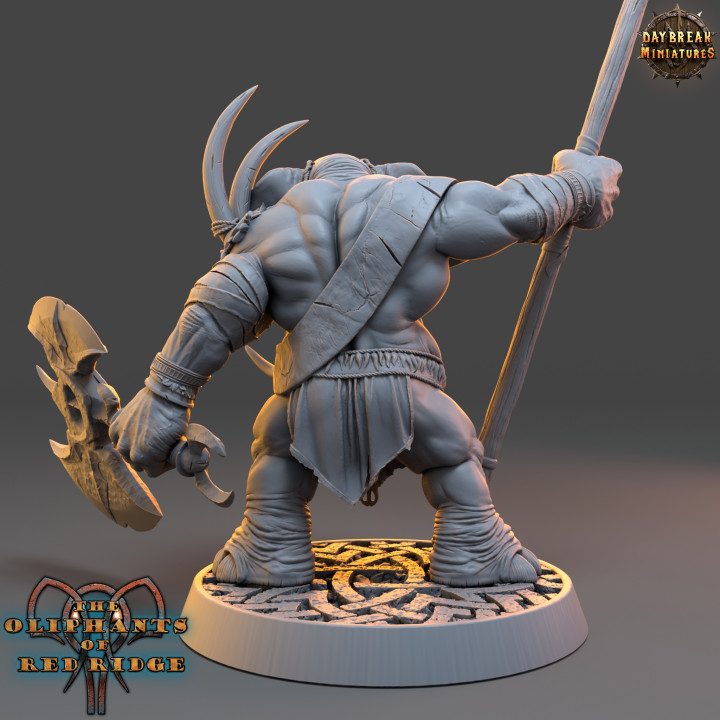 3d Printable Dourbe Tuskbanner The Oliphants Of Red Ridge By Daybreak Miniatures