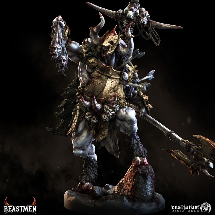 3D Printable Grimscar the Beastlord - 32 & 75mm Scale | Beastmen ...