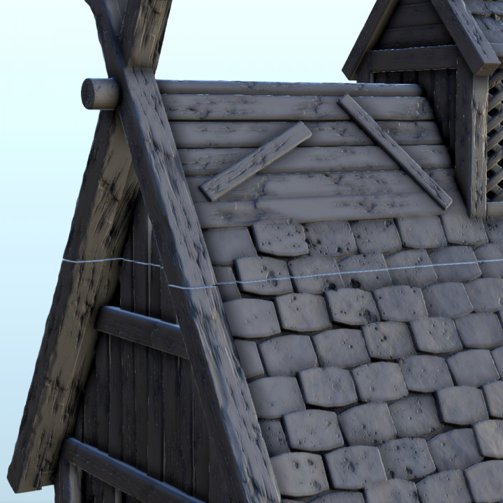 3D Printable Large Viking building with floor and large door (3 ...