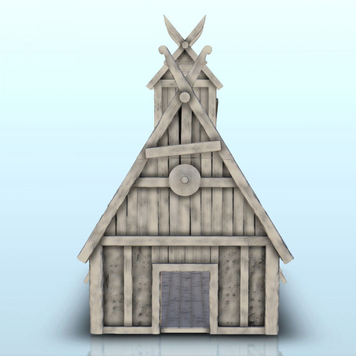 3D Printable Large Viking building with floor and large door (3 ...