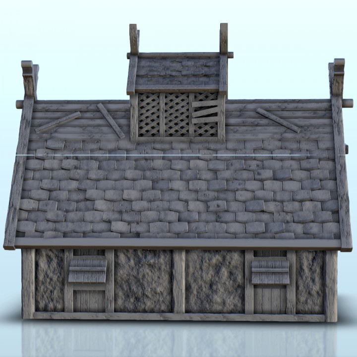 3D Printable Large Viking building with floor and large door (3 ...