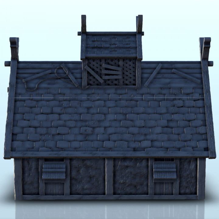 3D Printable Large Viking building with floor and large door (3 ...