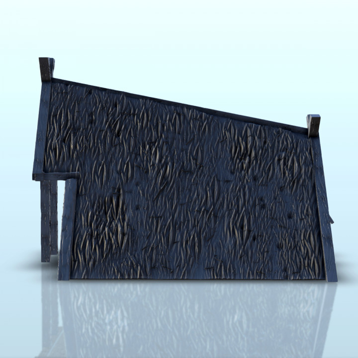 3D Printable Viking building with bevelled roof and wooden column (6 ...