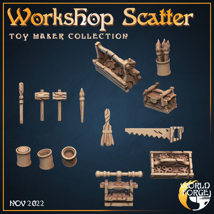 3D Printable Workshop Scatter by World Forge Miniatures