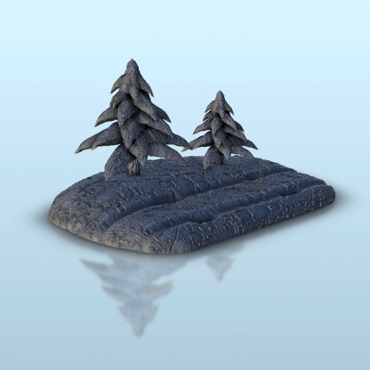 3D Printable Hill with track and trees 1 - Modern WW2 WW1 Western ...