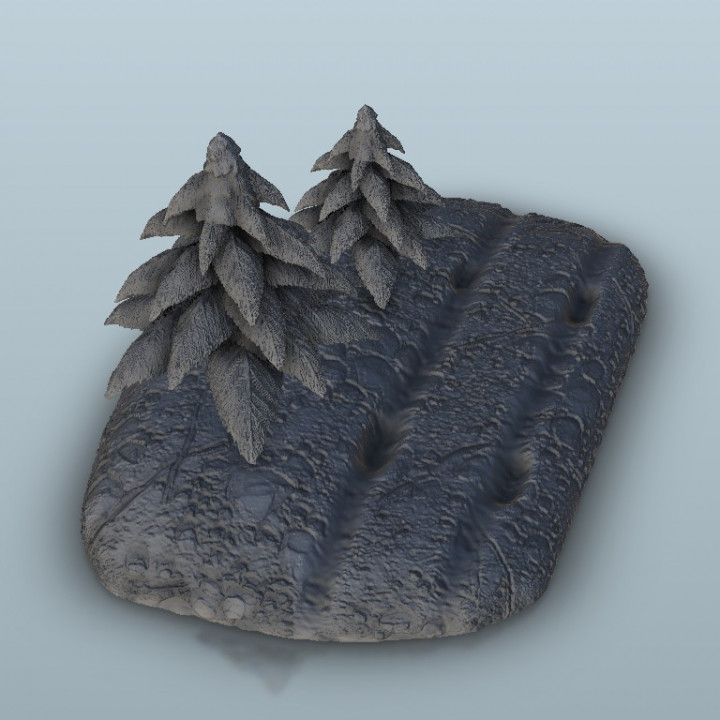 3D Printable Hill with track and trees 1 - Modern WW2 WW1 Western ...