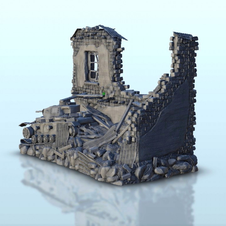 3D Printable Ruin with Panzer III wreckage 8 - Modern WW2 Western ...