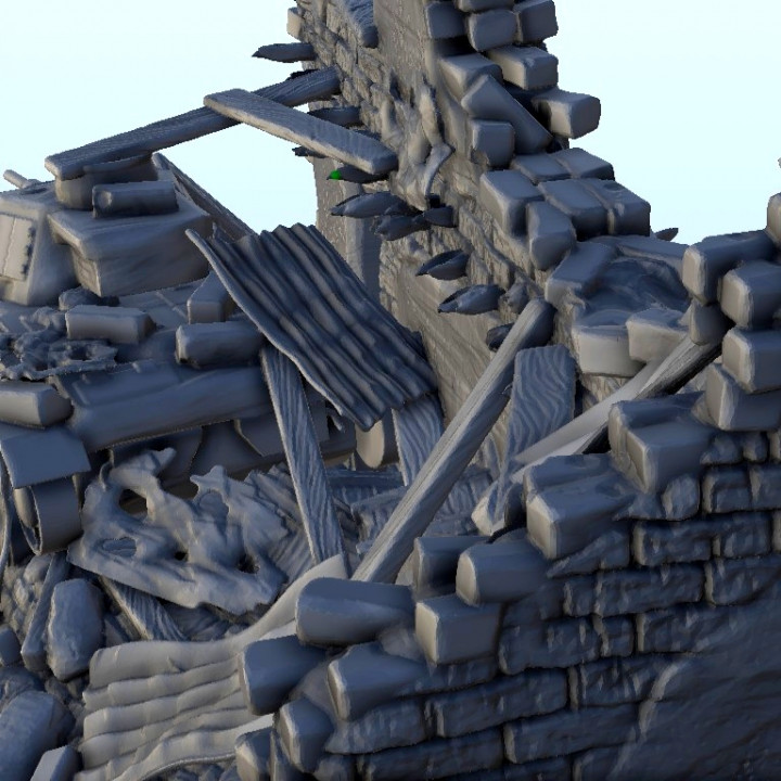 3D Printable Ruin with Panzer III wreckage 8 - Modern WW2 Western ...