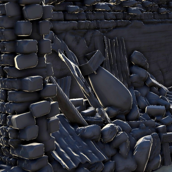 3D Printable Ruin with Panzer III wreckage 8 - Modern WW2 Western ...