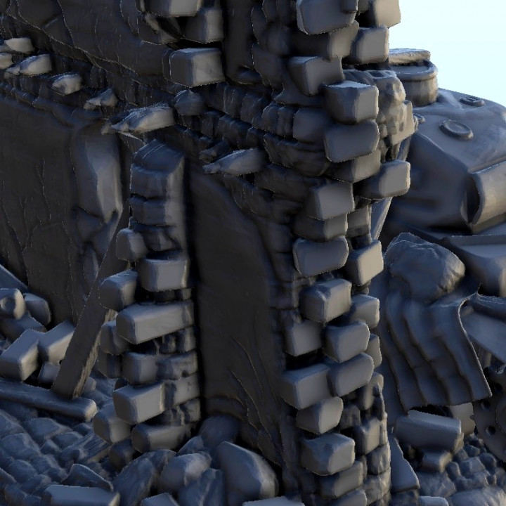 3D Printable Ruin with Panzer III wreckage 8 - Modern WW2 Western ...