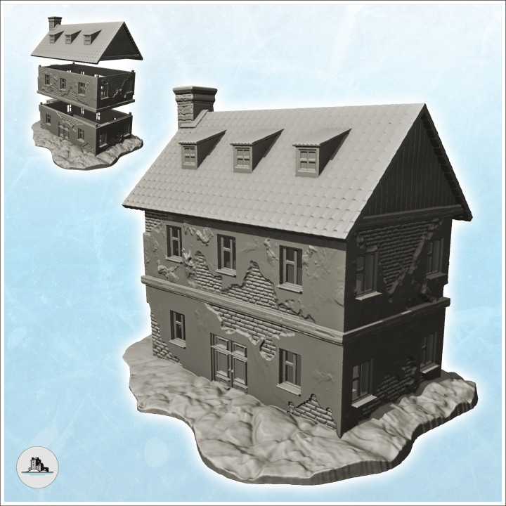 3D Printable House with floor 13 - Modern WW2 WW1 Western Eastern Front ...