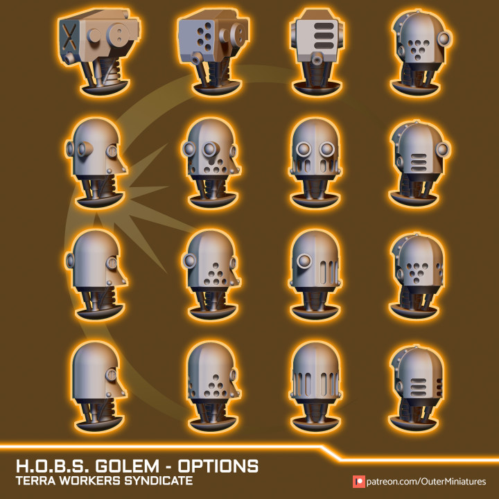 3D Printable H.O.B.S. GOLEM - TERRA WORKERS SYNDICATE by Outer Miniatures