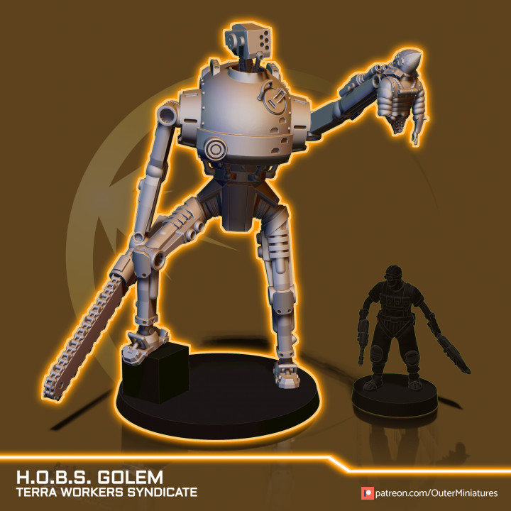 3D Printable H.O.B.S. GOLEM - TERRA WORKERS SYNDICATE by Outer Miniatures
