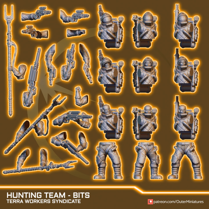 3D Printable HEAVY HUNTING TEAM - TERRA WORKERS SYNDICATE by Outer ...