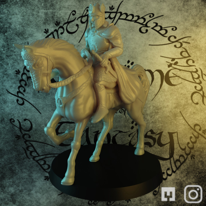 3D Printable Ancient Human King, mounted on horse, for wargames and ...