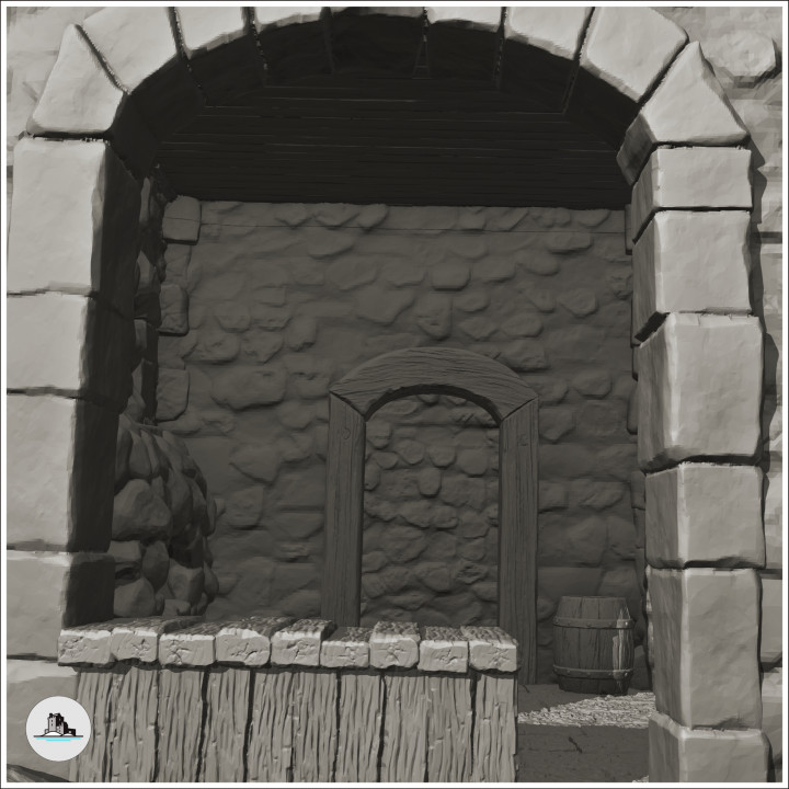 3D Printable Viking storage shed with thatched roof, canopy and ...