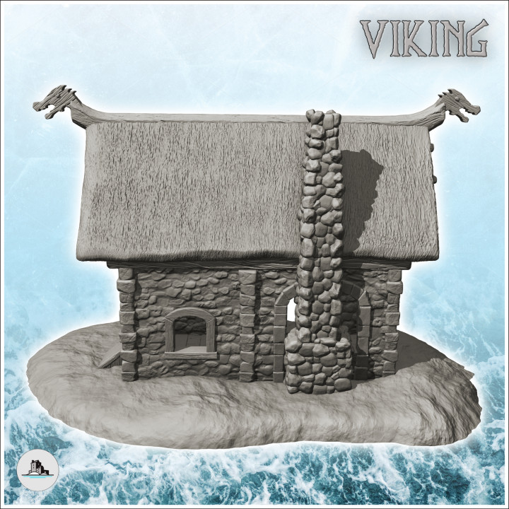 3D Printable Viking storage shed with thatched roof, canopy and ...