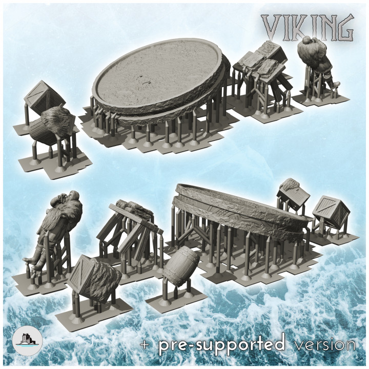 3D Printable Viking skin merchant with crates and wooden table (5 ...