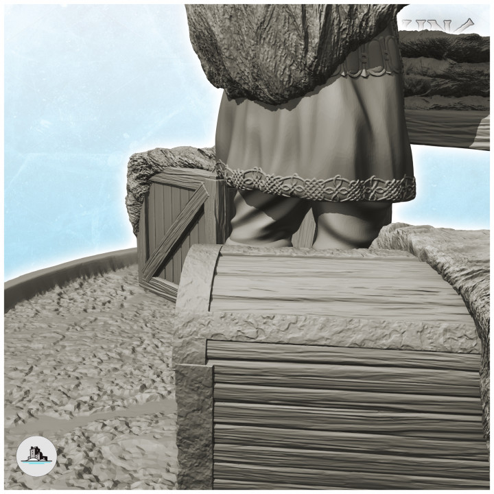3D Printable Viking skin merchant with crates and wooden table (5 ...