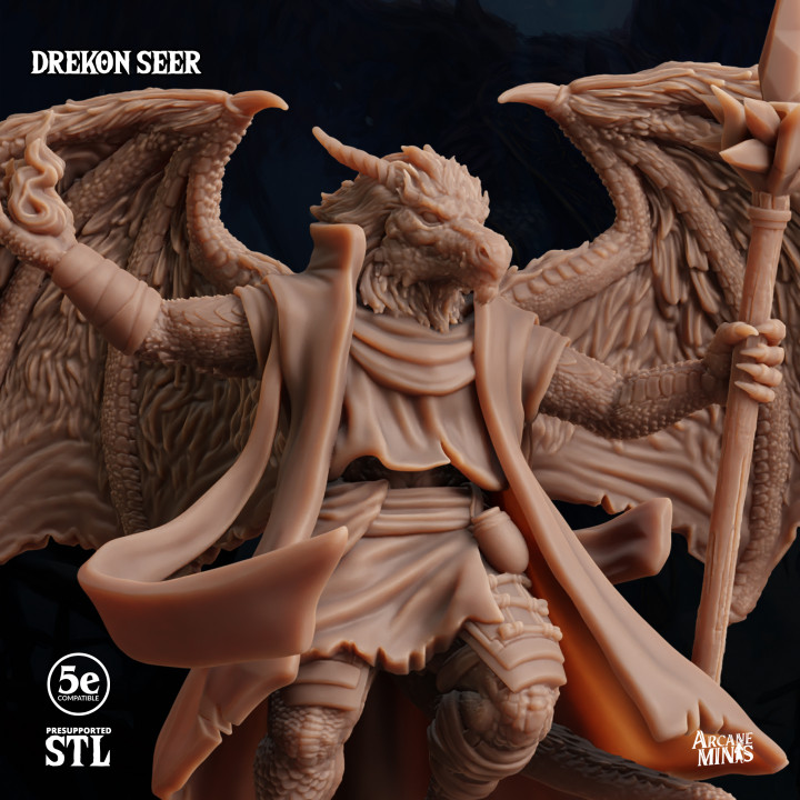 3D Printable Drekon Seer Younger by Sordane Publishing