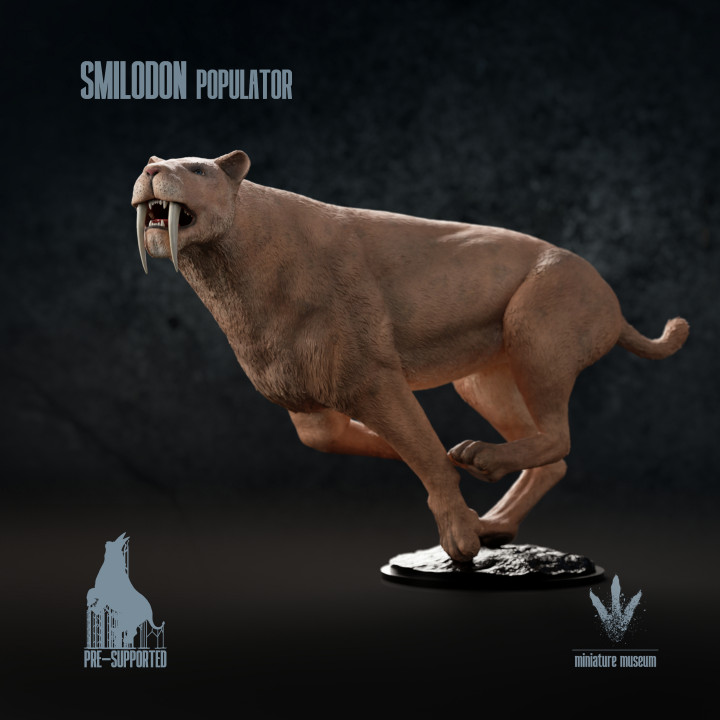 3D Printable Smilodon populator : Pursuit Predation by Miniature Museum