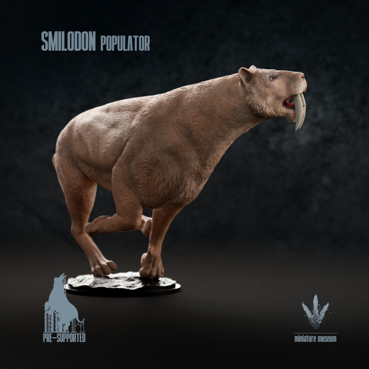 3D Printable Smilodon populator : Pursuit Predation by Miniature Museum