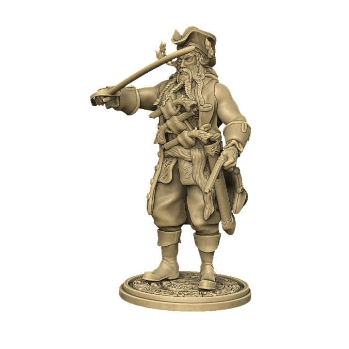 3D Printable Blackbeard V1 - Cursed Pirates Promo by MiniaturesCraze