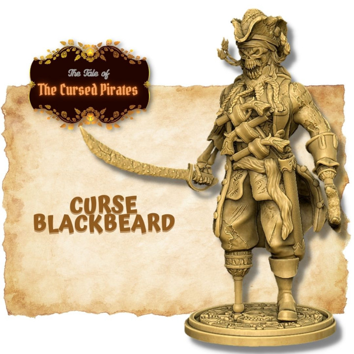 3D Printable Cursed Blackbeard Pirate Captain by MiniaturesCraze
