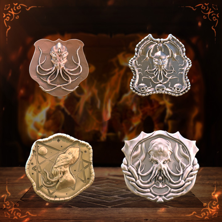 3D Printable Cthulhu coin set by Unchained Games