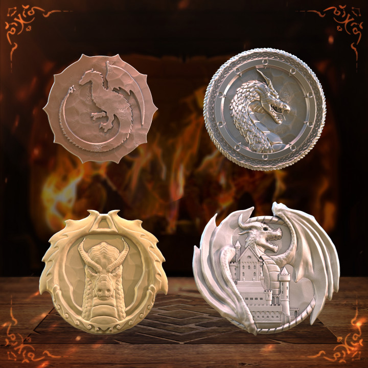 3D Printable Dragon coin set by Unchained Games