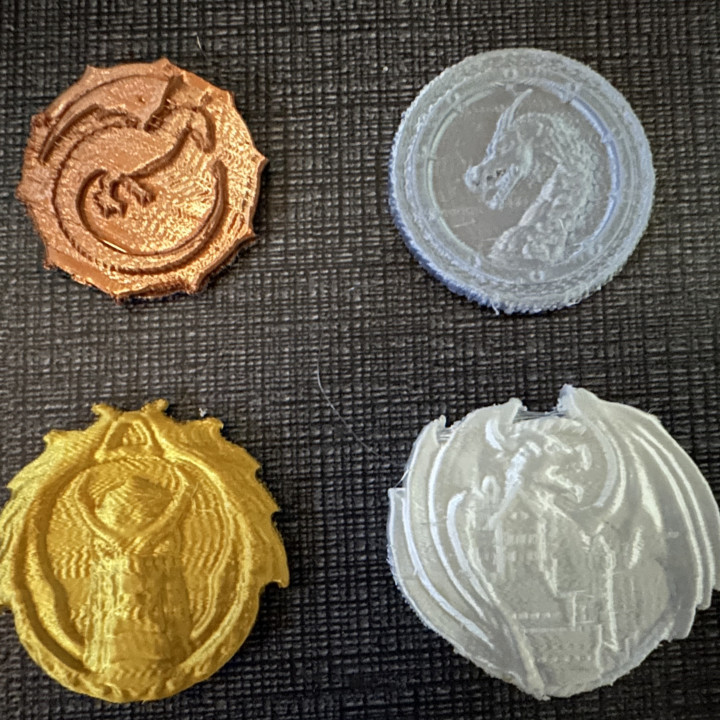 3D Print of Dragon coin set by fractalinfinity