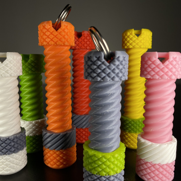 3D Printable Knurled Fidget Bolt Keychain by Thin Air 3D