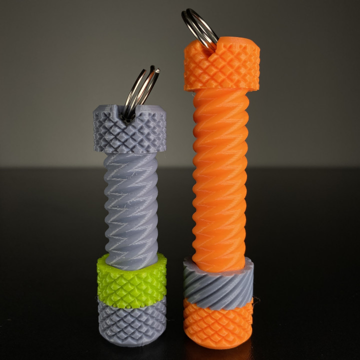 3D Printable Knurled Fidget Bolt Keychain by Thin Air 3D