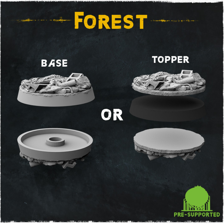 3D Printable Forest (Big Set) - Wargame Bases & Toppers 2.0 by Zabavka Workshop