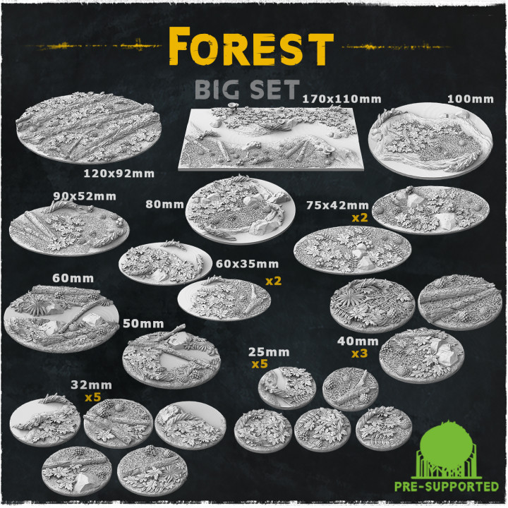 3D Printable Forest (Big Set) - Wargame Bases & Toppers 2.0 by Zabavka ...