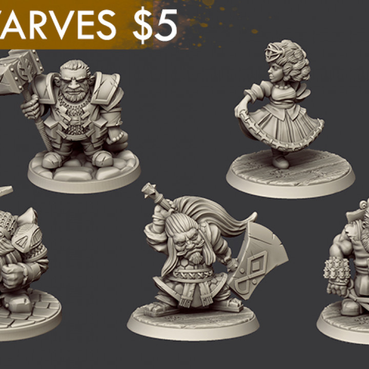 3D Printable Dwarves Set by Stonehaven Miniatures