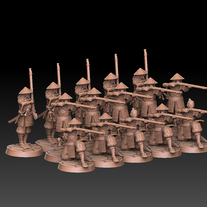 3D Printable Ashigaru Musket Regiment by Sharedog Miniatures