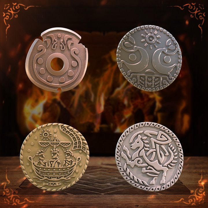 3D Printable Celtic coin set by Unchained Games