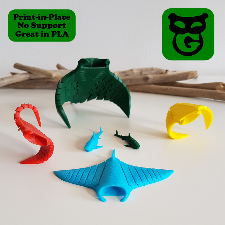 3D Printable Manta Ray Flexi by Boby Green Creations