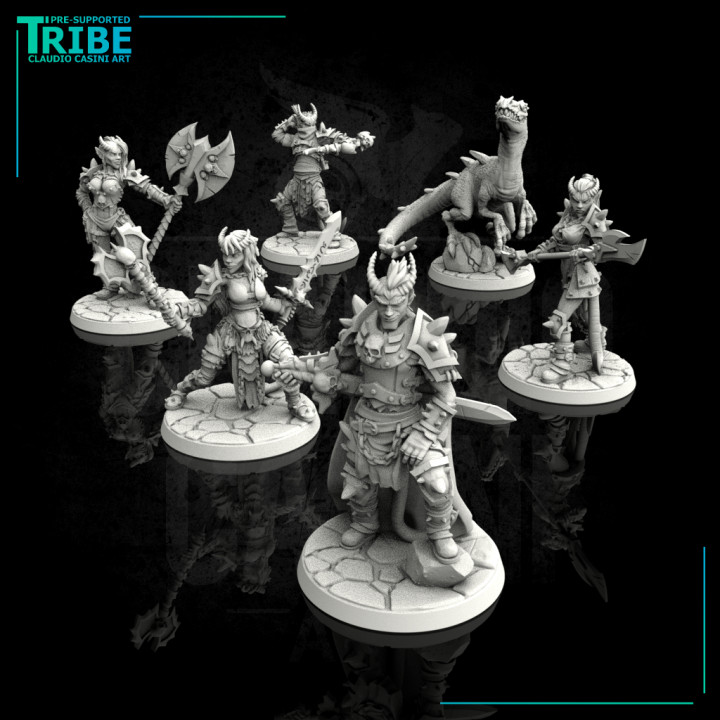 3D Printable (Bundle) Tiefling barbarian squad by Claudio Casini Art