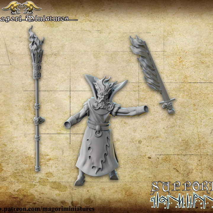 3D Printable Fire wizard by Magori Minaitures