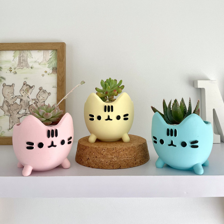 3D Printable Cute Kitten Planter - Easy Print by IK3D