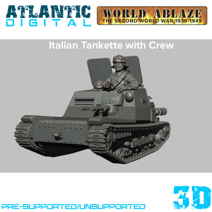 3D Printable Italian Tankette and Crew by Wargames Atlantic