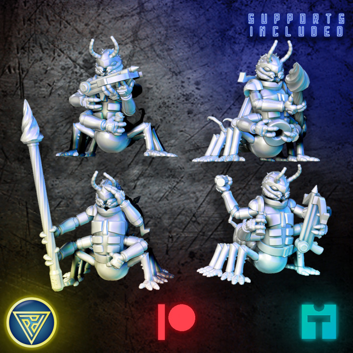 3D Printable Centipede Alien Warriors Set by Print Paint Play