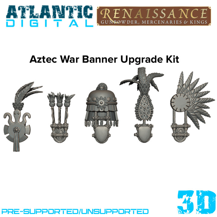 3D Printable Aztec War Banner Upgrade Kit by Wargames Atlantic