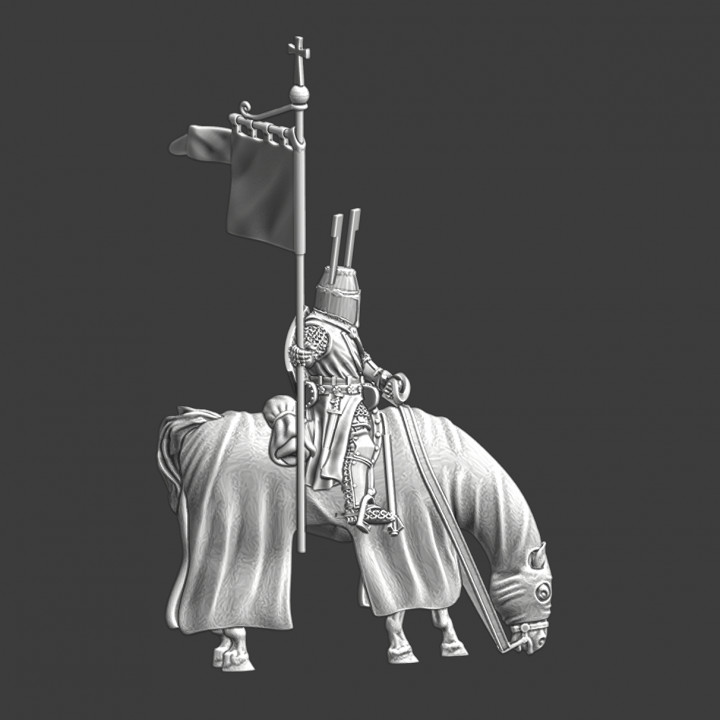 3D Printable Medieval German knight, mounted with banner by Northern ...
